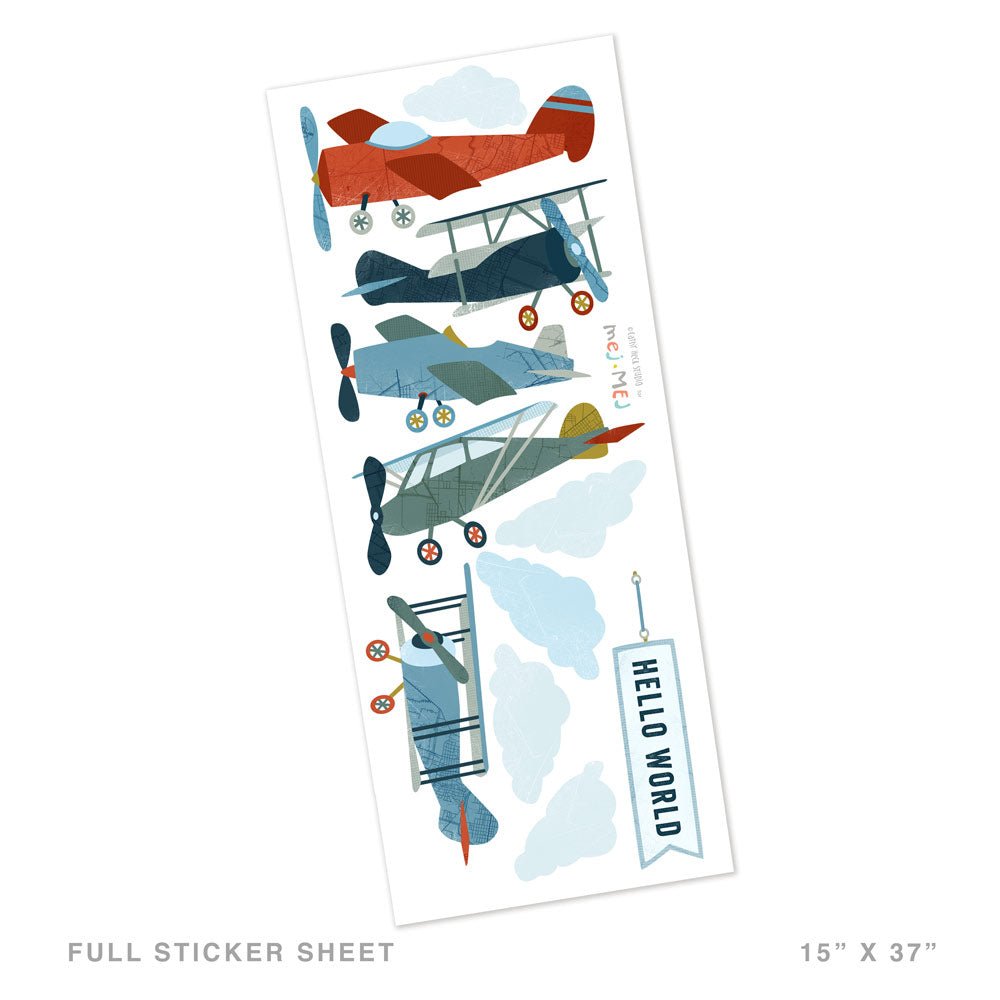 Biplane Vintage Airplane Kit • Small • Peel-and-Stick Wall Decals – Mej Mej