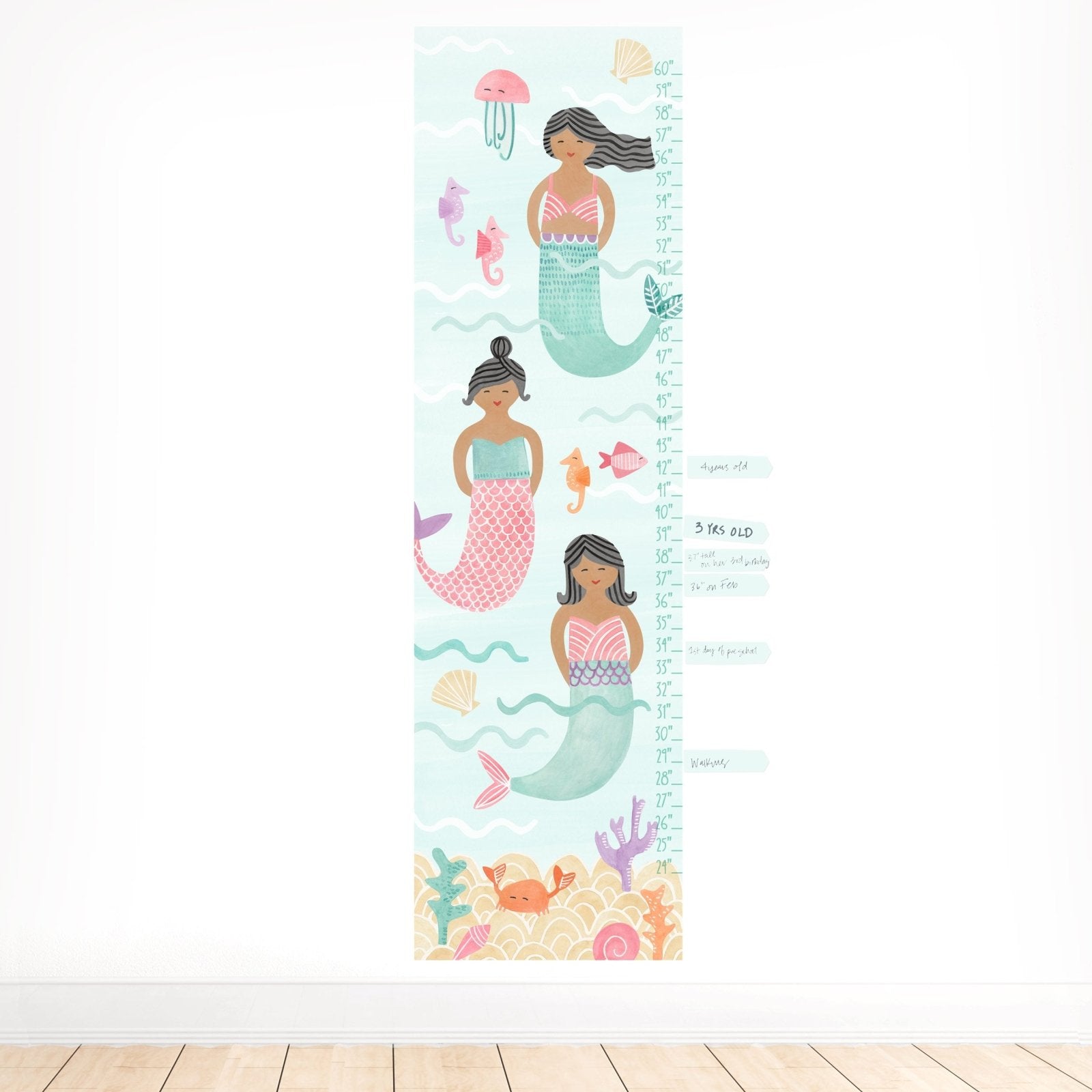 Mermaid Growth Chart • Peel-and-Stick Wall Decals – Mej Mej