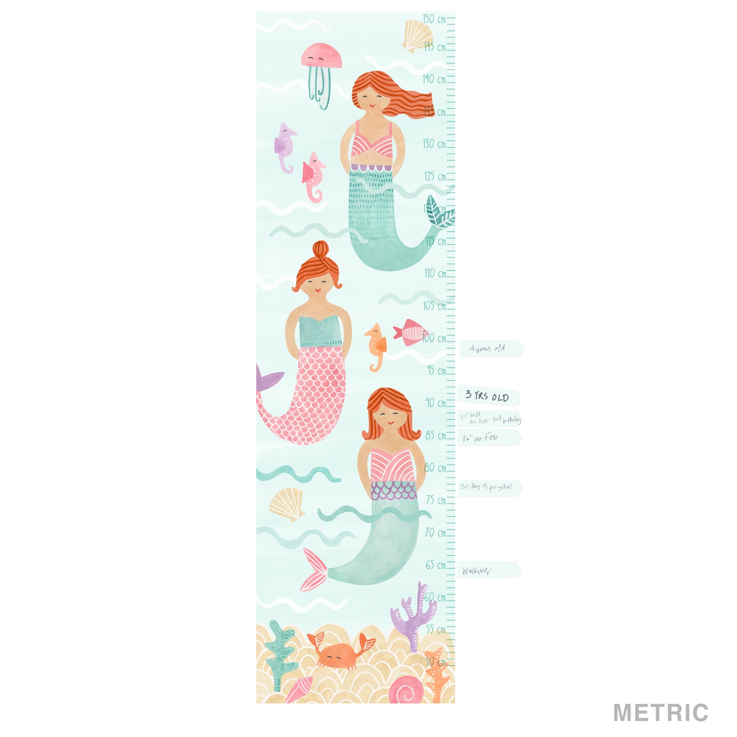 Mermaid Growth Chart • Peel-and-Stick Wall Decals – Mej Mej