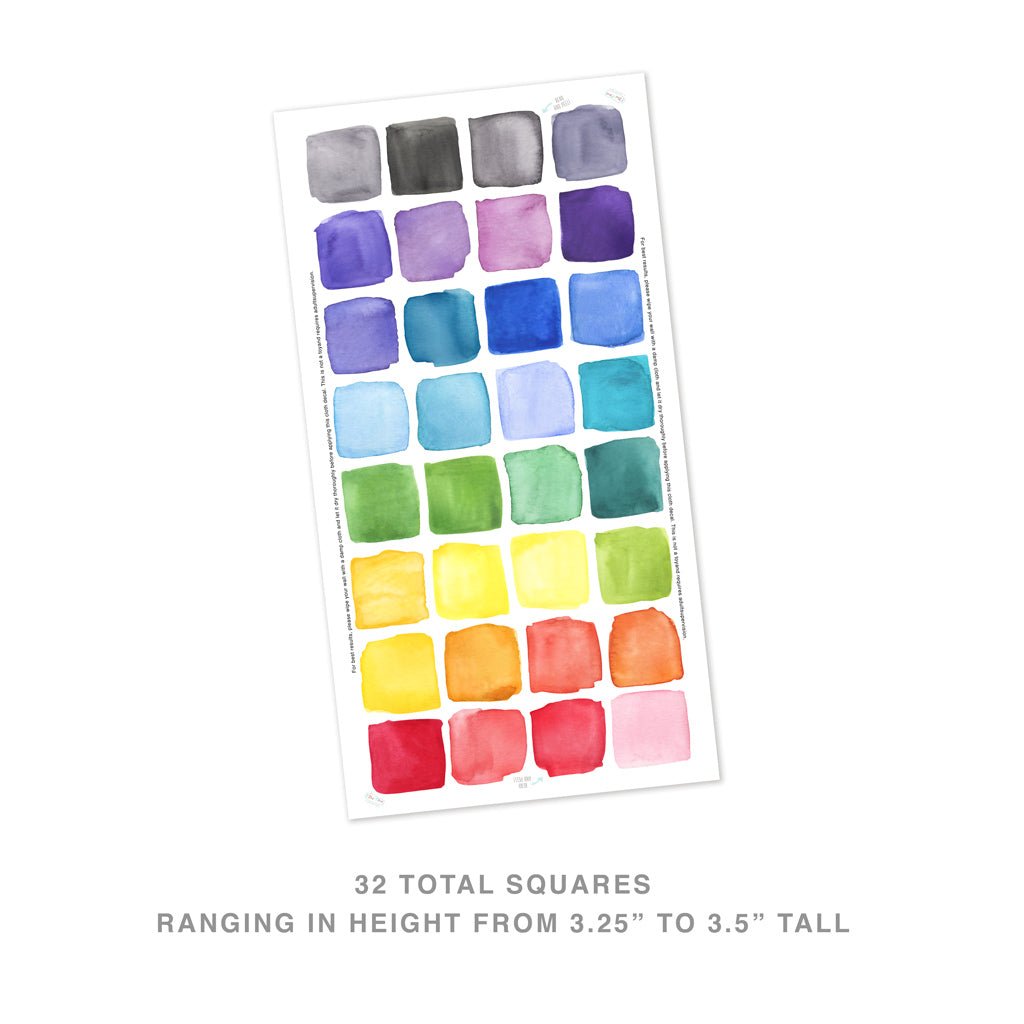 Watercolor Squares • Rainbow • Small • Peel-and-Stick Wall Decals – Mej Mej
