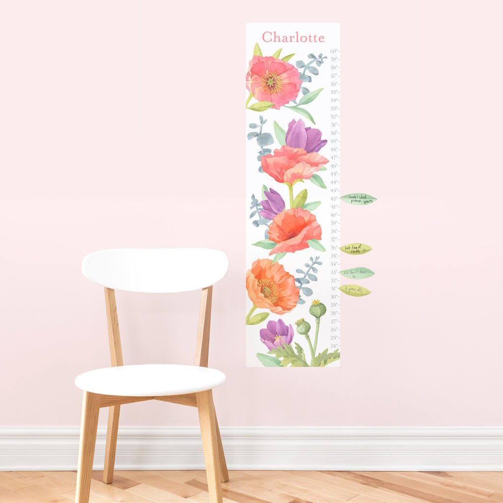 Poppy Mix Growth Chart • Personalized • Peel-and-Stick Wall Decals ...
